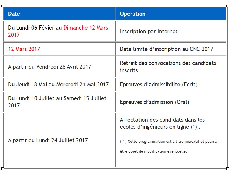 Concours national commun CNC 2017 | tawjihnet Concours national commun CNC 2017 | tawjihnet