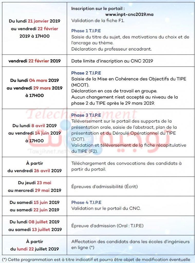 CPGE Maroc Concours national commun CNC 2019 | tawjihnet CPGE Maroc Concours national commun CNC 2019 | tawjihnet