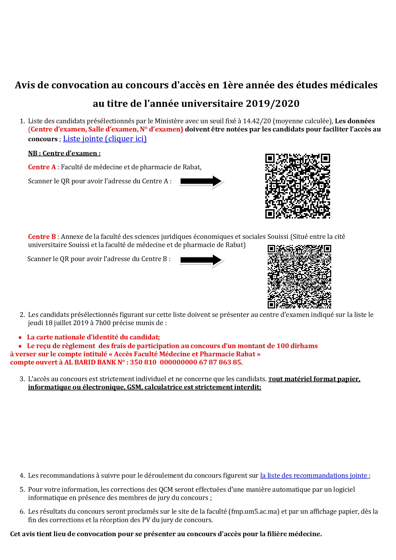 modèle convocation examen