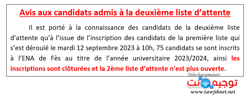 Résultats Concours ENA Architecture 2023 2024 | tawjihnet