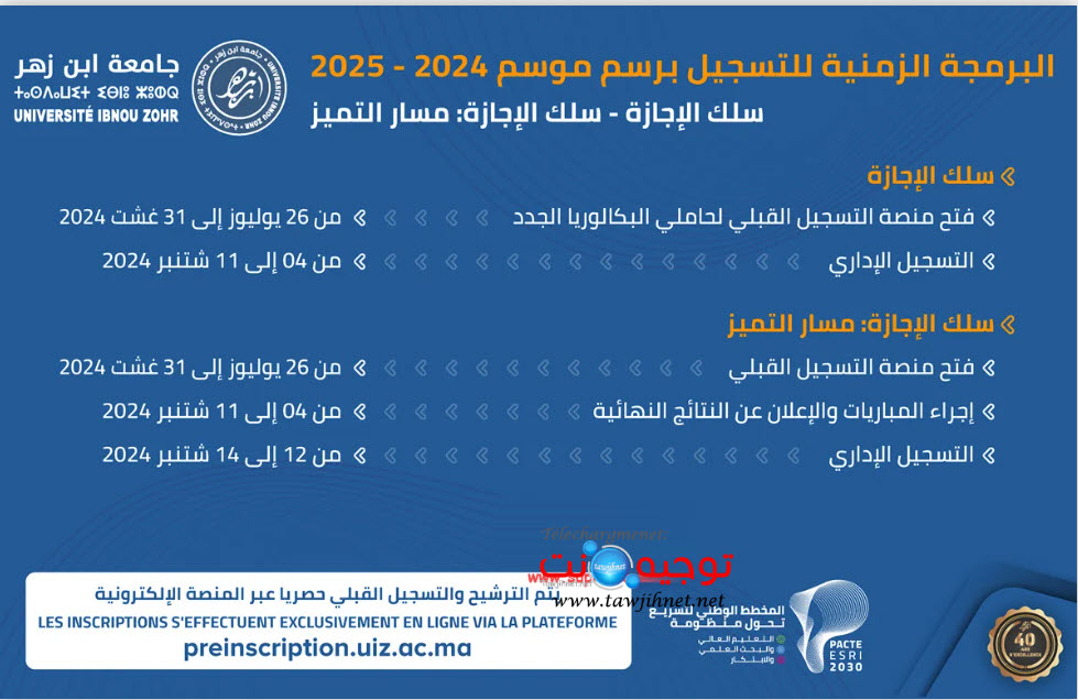 inscription Licence Université Ibn Zohr Agadir 2024 2025 | tawjihnet