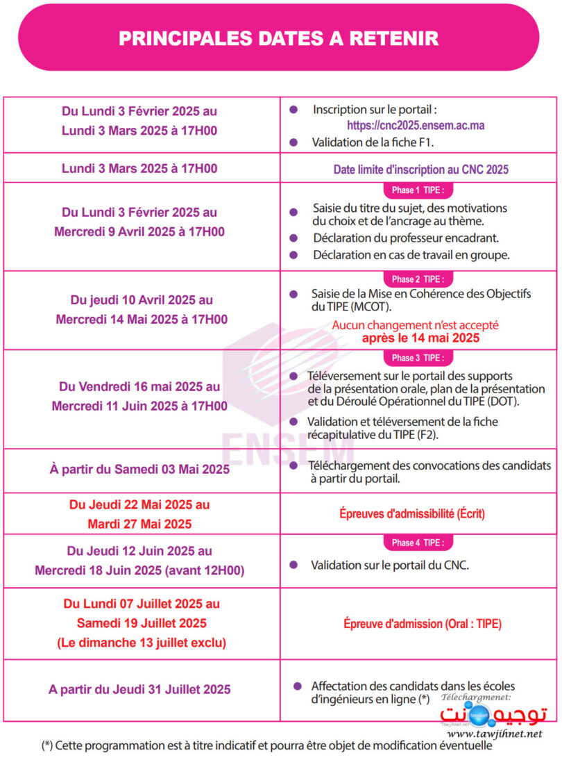 inscription Concours National Commun CNC 2025 | tawjihnet inscription Concours National Commun CNC 2025 | tawjihnet