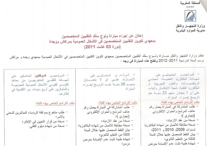 Instituts Spécialisés des Travaux Publics du Ministère de l’Equipement ...